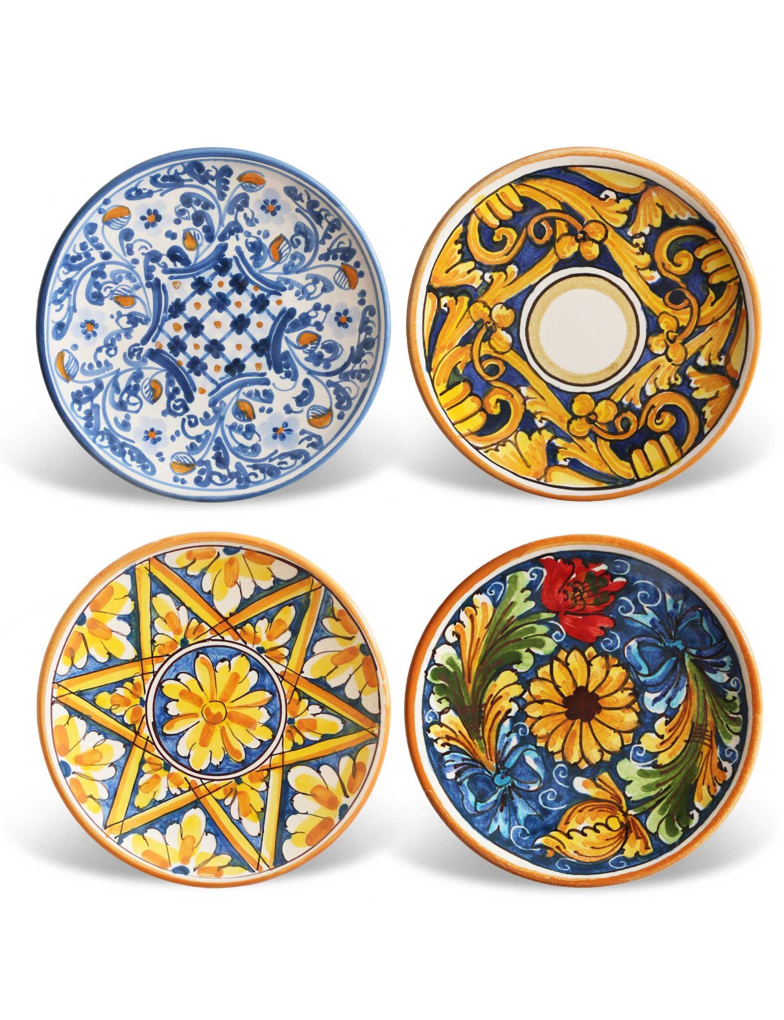 Small plates sicilian Caltagirone ceramic set - ACI TREZZA