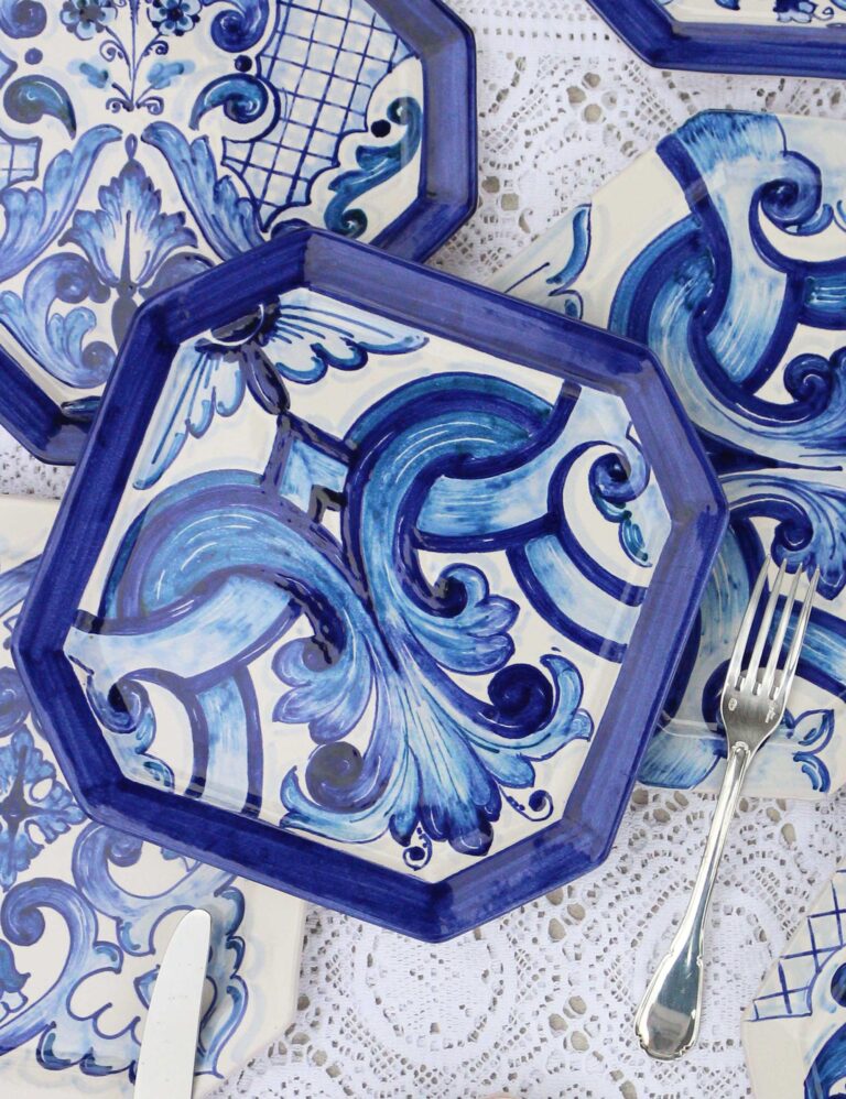 PIATTI DECORATI MAIOLICA BLU MARE | MAREMORO