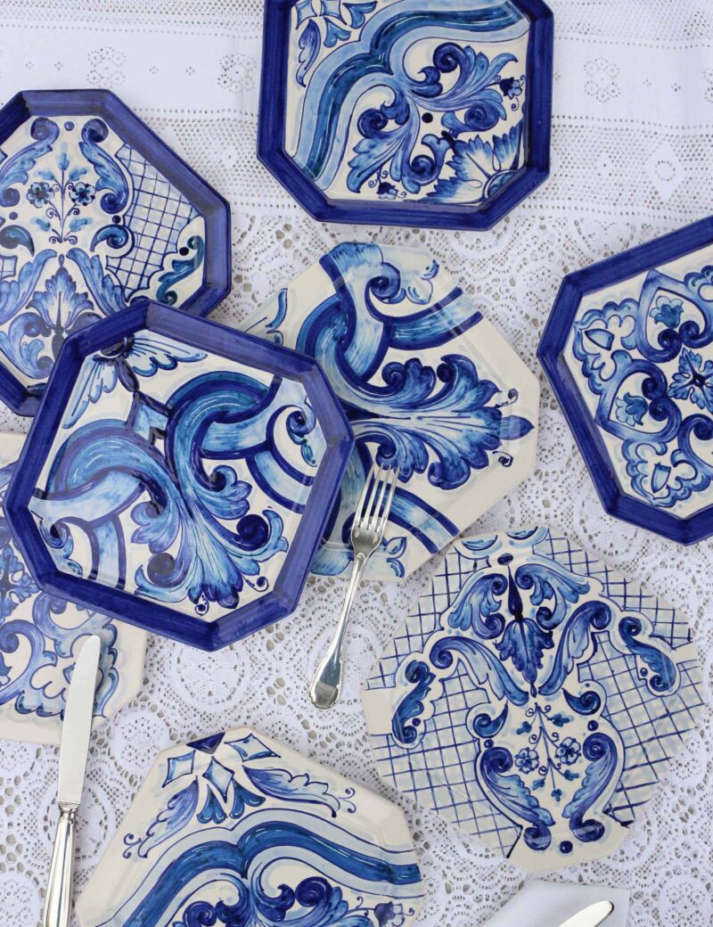 PIATTI DECORATI MAIOLICA BLU MARE | MAREMORO