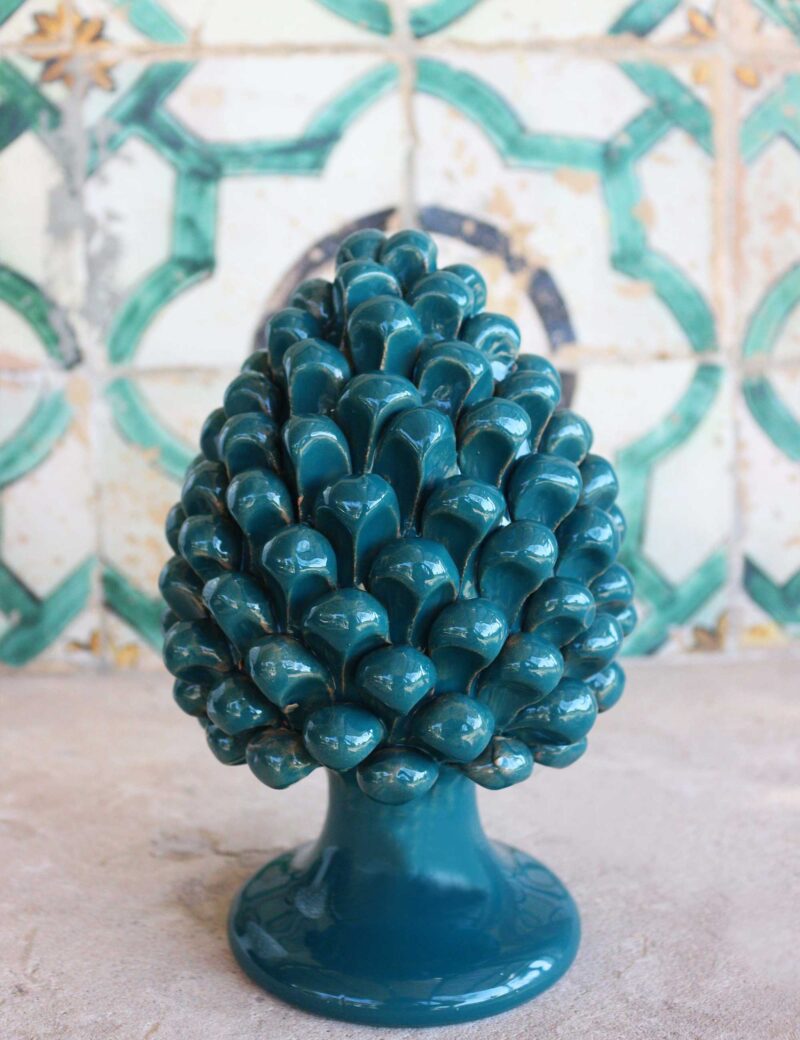 Sicilian ceramic pine cone color ottanio 20cm | Maremoro